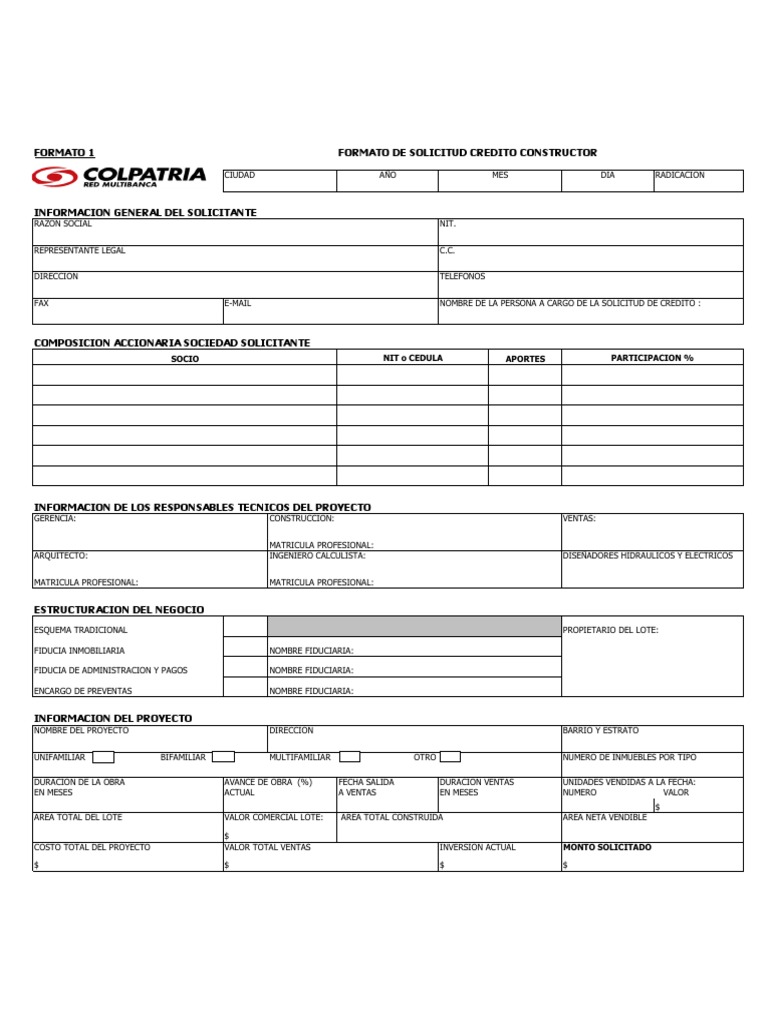 Formato Solicitud de Crédito | Bancos | Presupuesto