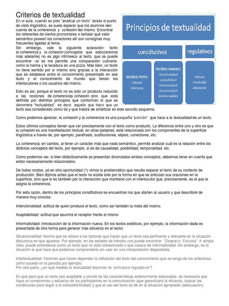 Criterios de Textualidad | PDF | Información | Lingüística