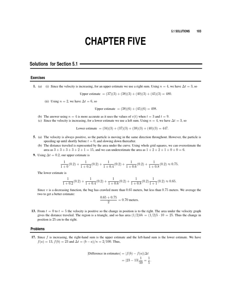 Chap5 - Student Solutions | PDF | Speed | Integral