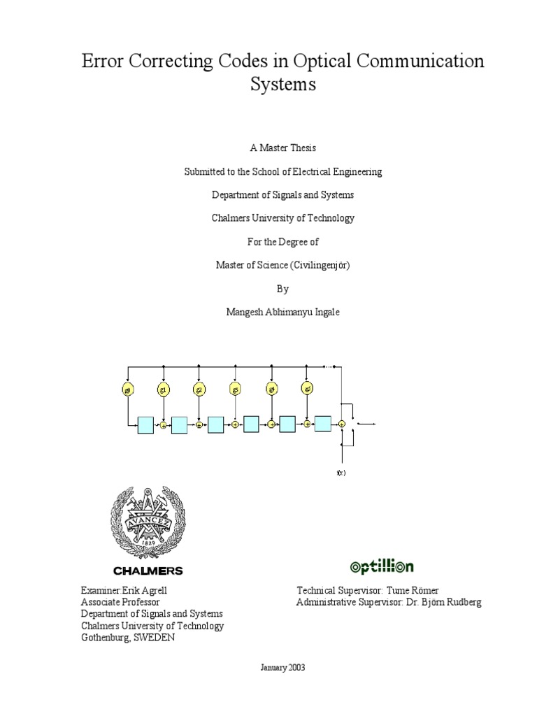 Error Correcting Codes in Optical Communication Systems: January 2003 ...