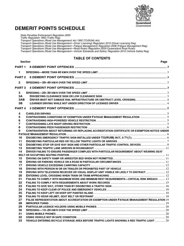 Demerit Points Schedule Nov2012 | PDF | Traffic | Traffic Light