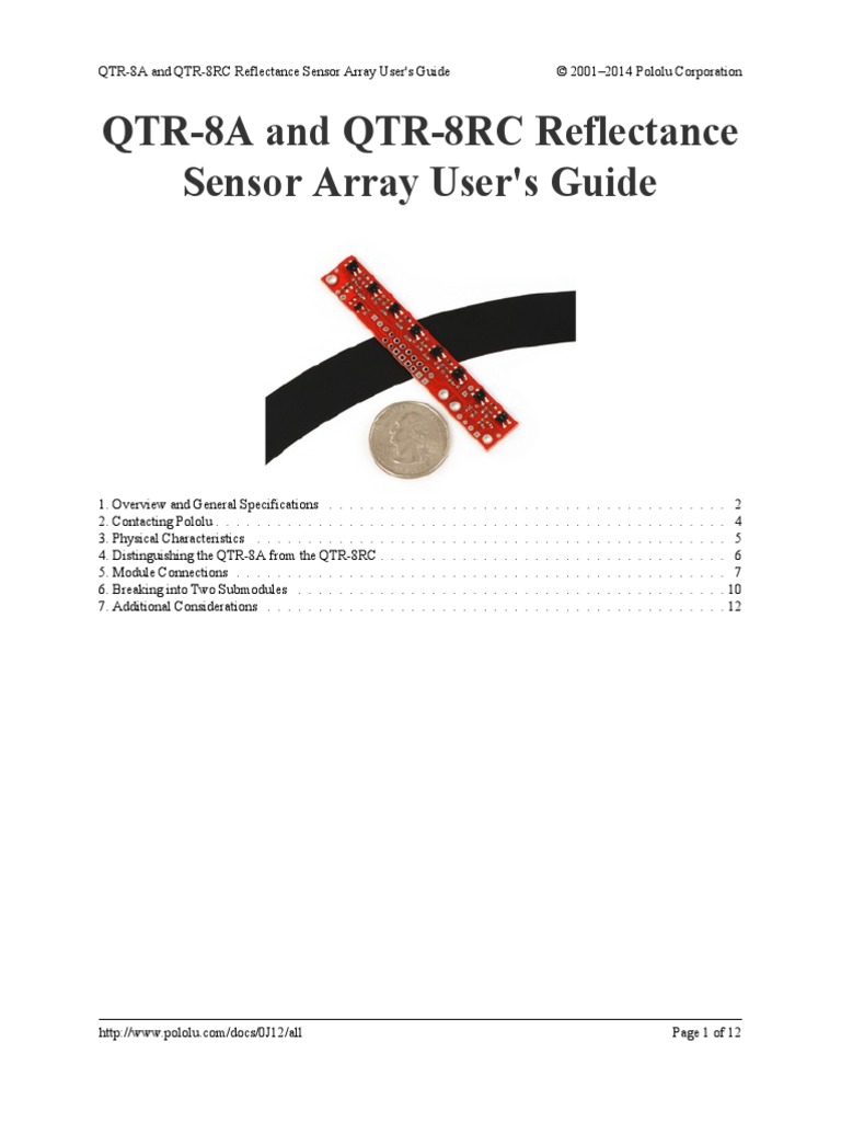QTR-8A and QTR-8RC Reflectance Sensor Array User's Guide | PDF | Analog ...