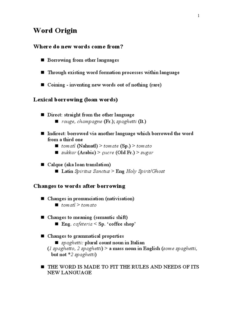 Word Origin (Word Version) | PDF | Word | Lexical Semantics