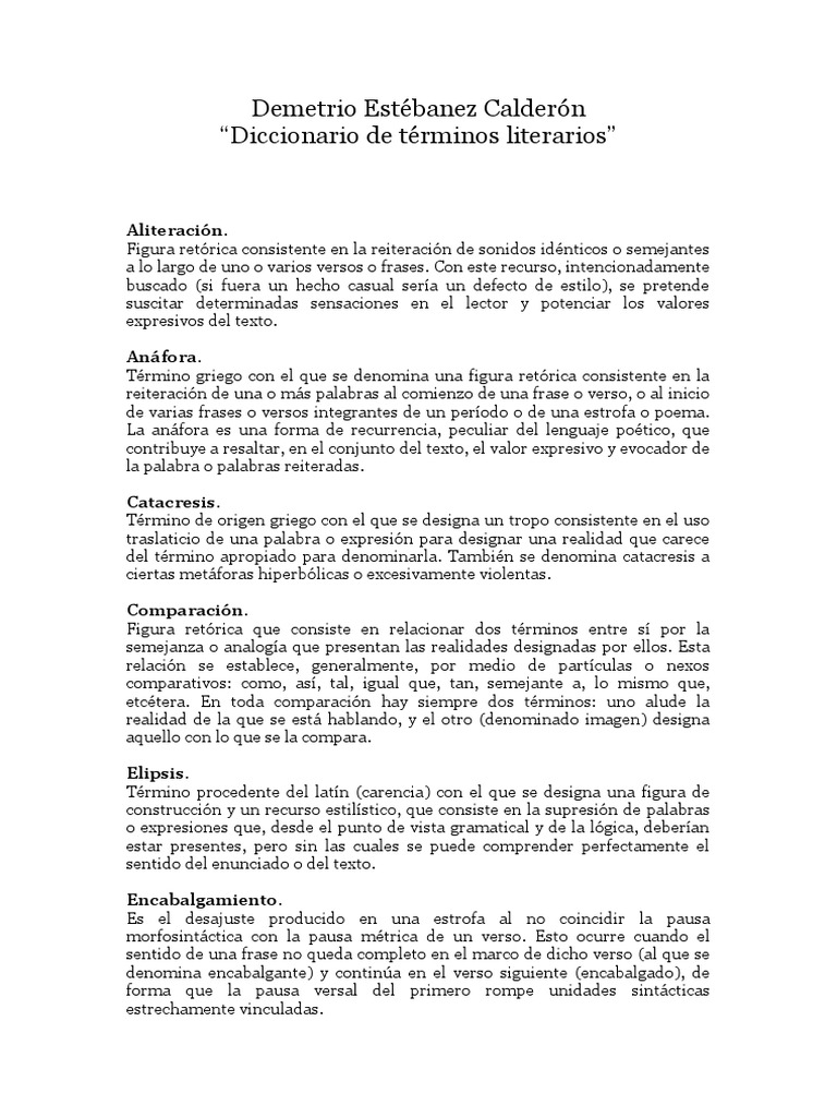 Diccionario de Términos Literarios | PDF | Metáfora | Tecnicas literarias