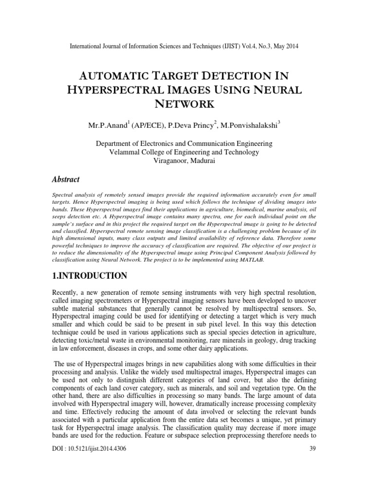 Automatic Target Detection In Pdf Principal Component Analysis