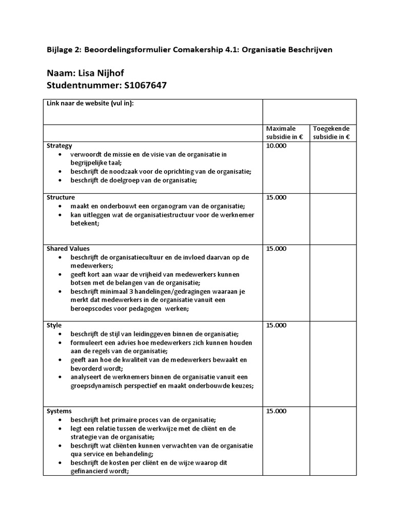 Beoordelingsformulier | PDF