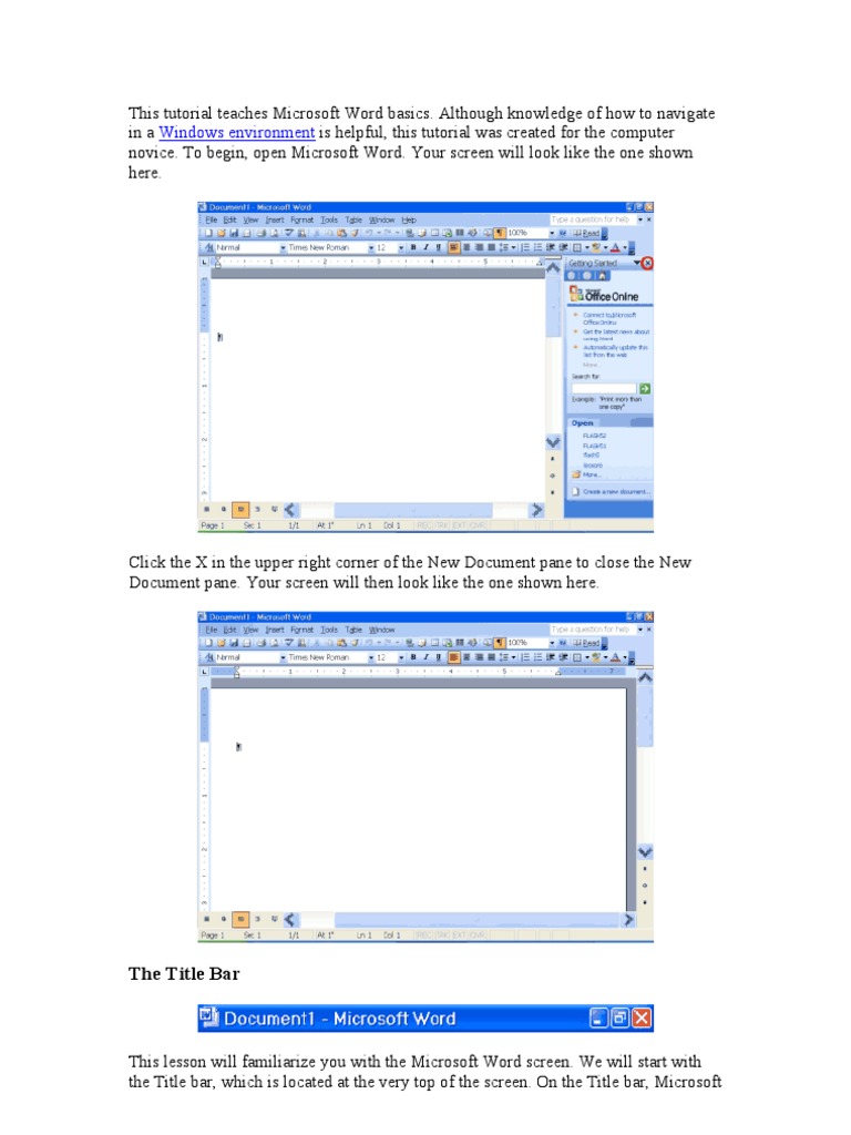 This Tutorial Teaches Microsoft Word Basics | PDF | Menu (Computing ...