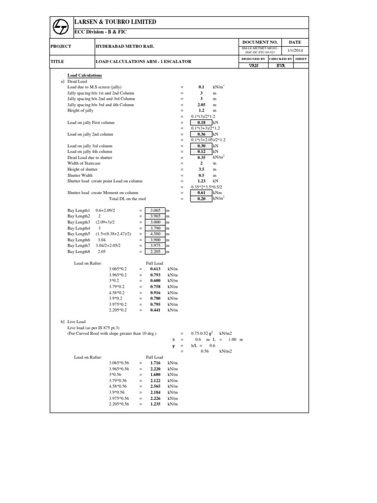 Load Calculation Met Arm - 2 - Escalator | PDF | Architectural Design ...