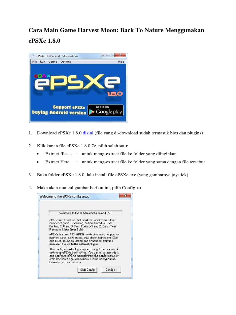 Cara Main Game Harvest Moon - Back To Nature Menggunakan EPSXe 1.8.0 | PDF