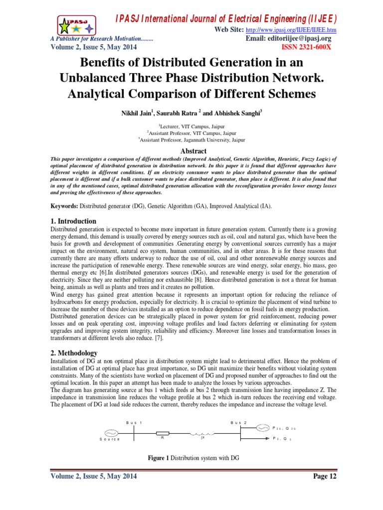 Benefits of Distributed Generation in An Unbalanced Three Phase Distribution Network. Analytical ...