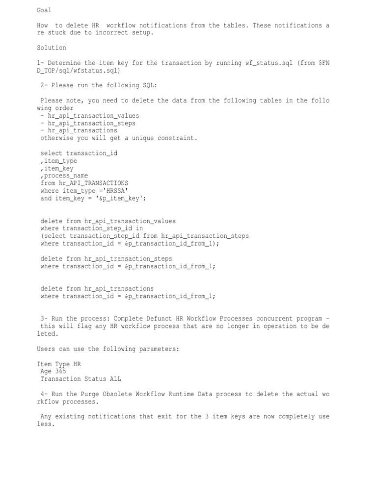 Deleting Stuck HR Workflow Notifications | PDF