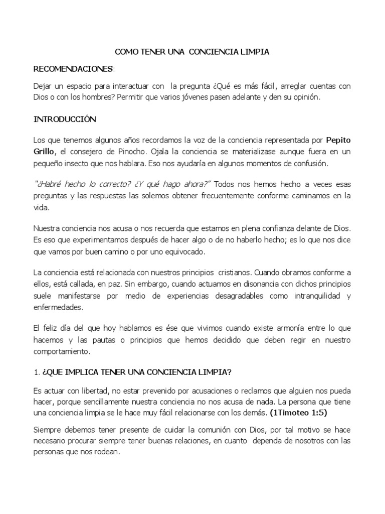 Como Tener Una Conciencia Limpia | PDF | Oración | Perdón