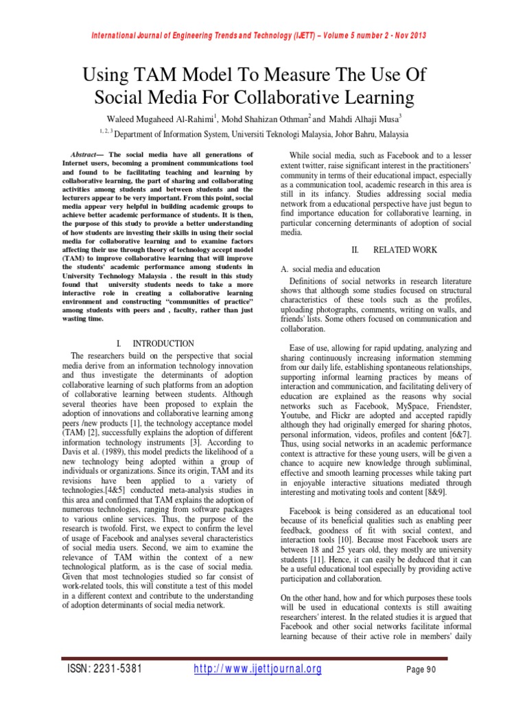 Using TAM Model To Measure The Use of Social Media For Collaborative ...