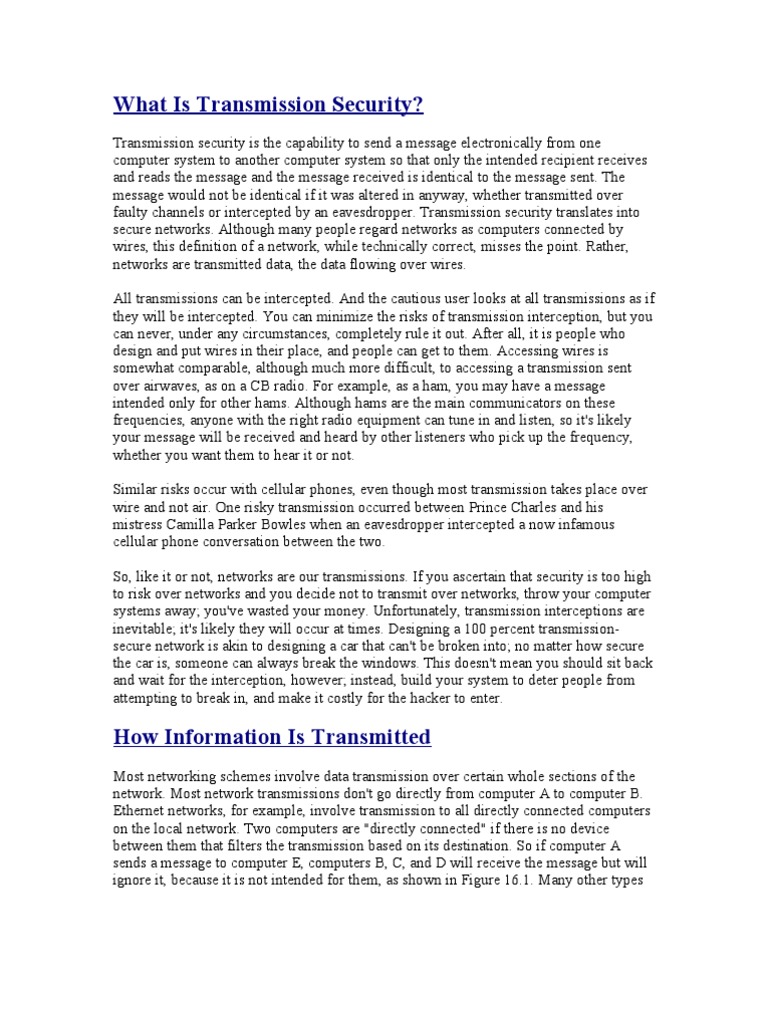What Is Transmission Security | PDF | Public Key Cryptography | Key ...