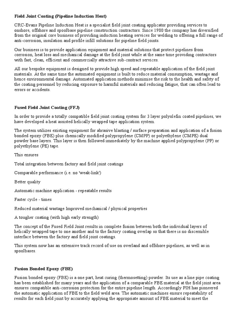 Field Joint Coating | PDF | Manmade Materials | Industries