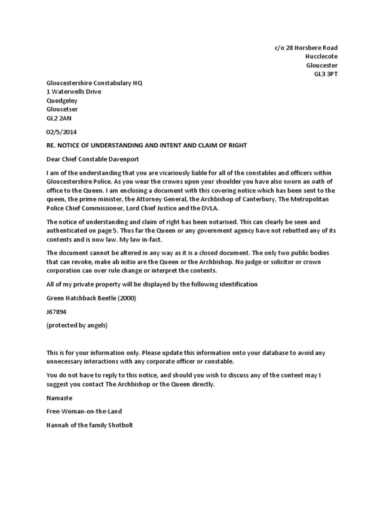 Notice to Local Police