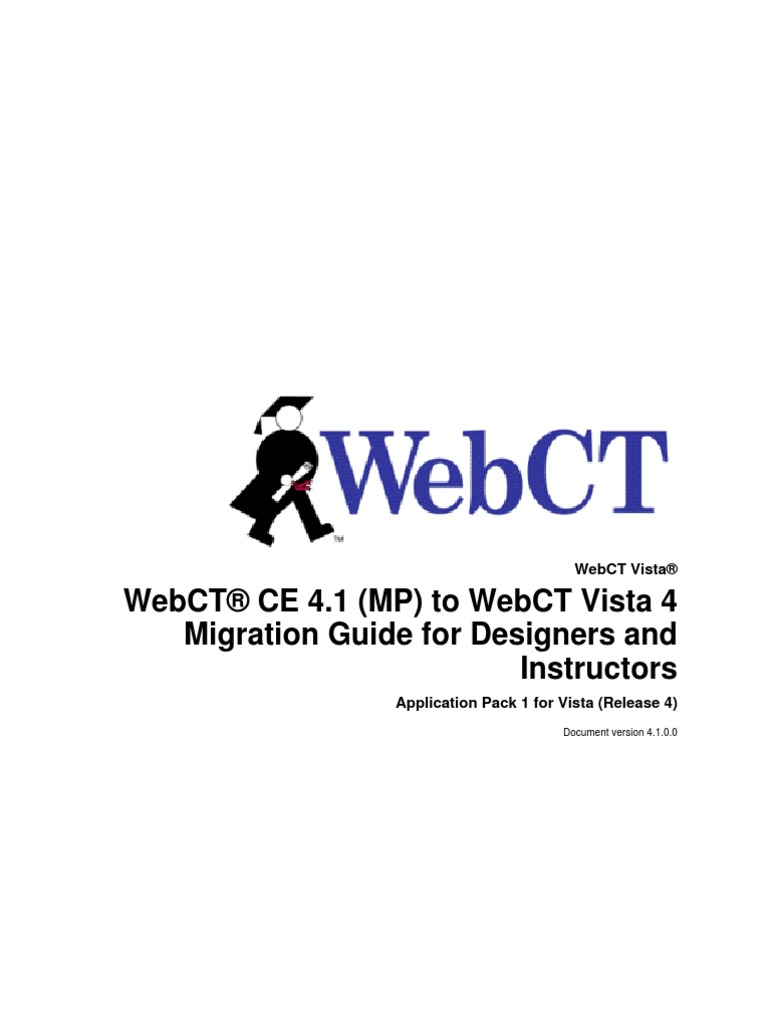 Webct® Ce 4.1 (MP) To Webct Vista 4 Migration Guide For Designers and Instructors | PDF | Web Ct ...