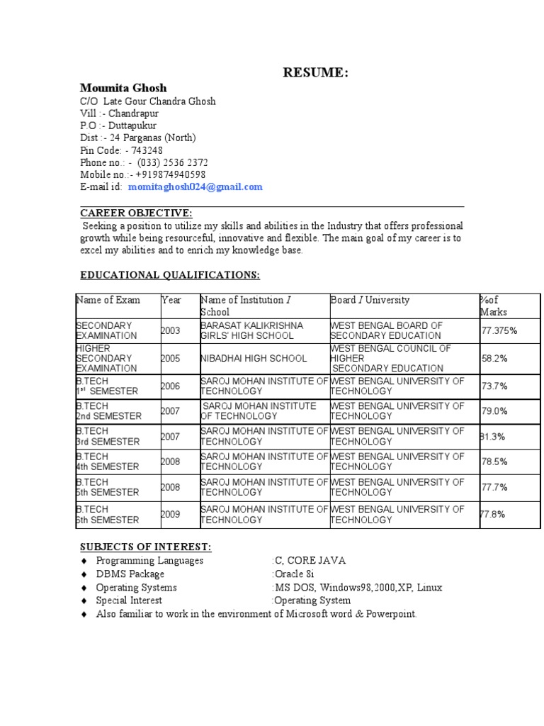 Moumita Resume | PDF | Software | Computing