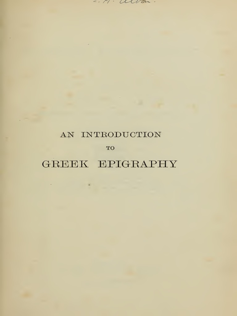 An Introduction To Greek Epigraphy (1905) | PDF | Epigraphy | Bracket