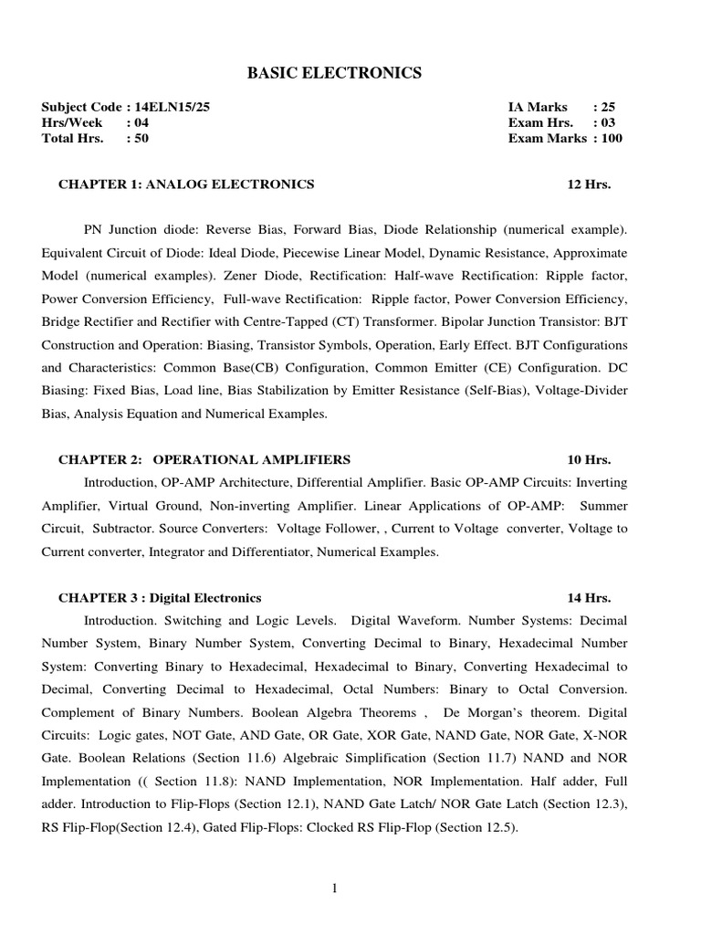 Basic Electronics 2014 | PDF | Rectifier | Operational Amplifier