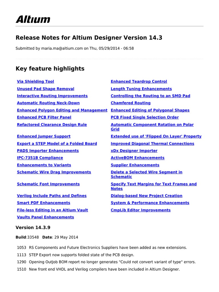 Release Notes For Altium Designer Version 14.3 - 2014-05-29 | PDF ...