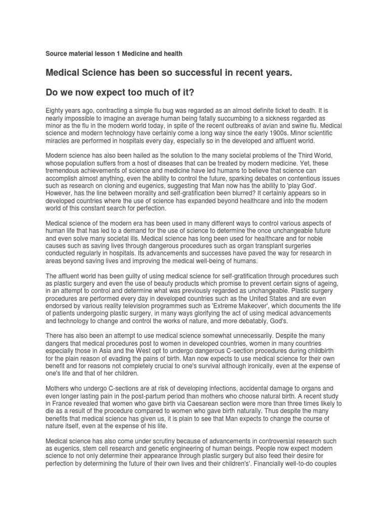 Medical Science: Expectations & Ethics | PDF | Caesarean Section | Science