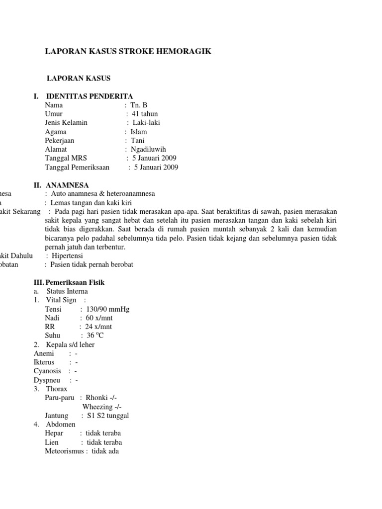 Laporan Kasus Stroke Hemoragik | PDF