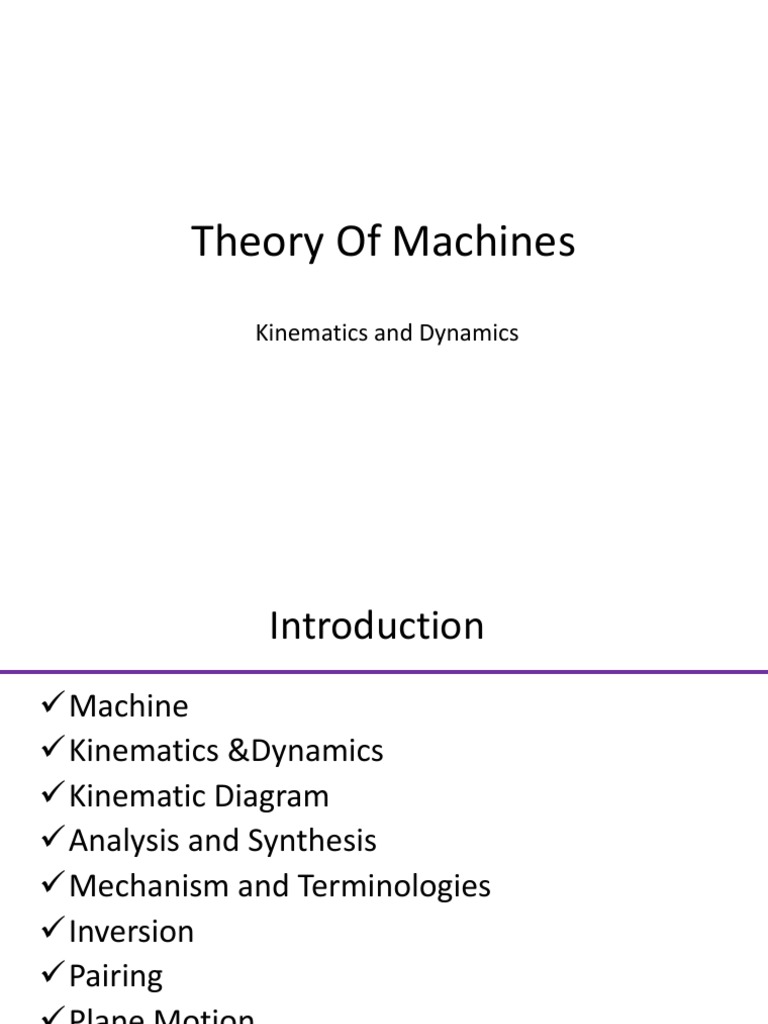 Theory of Machines | PDF | Machine (Mechanical) | Kinematics