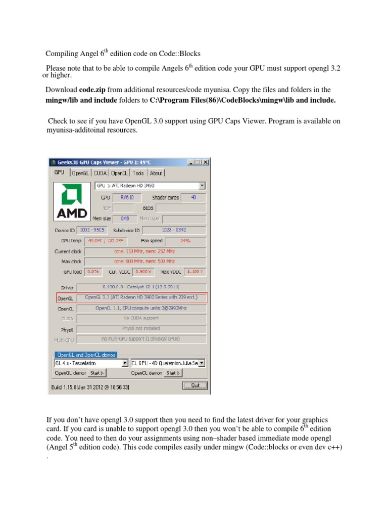 Opengl Using Codeblocks Pdf Library Computing Computer File