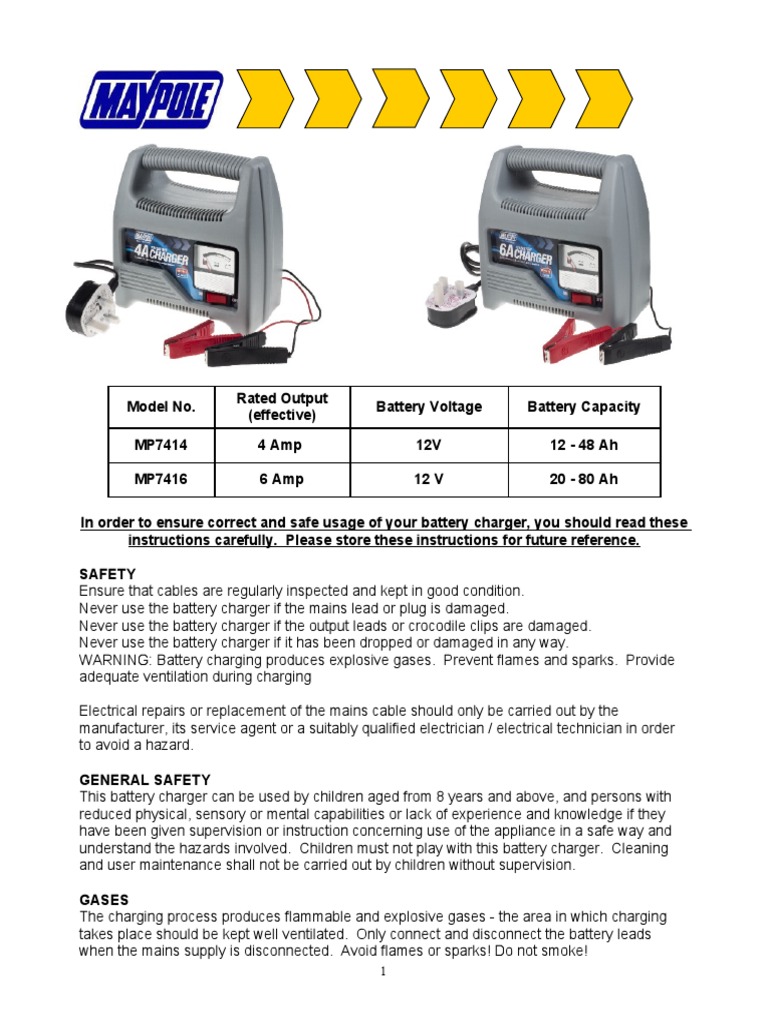 Maypole Car Battery Charger Guide | PDF | Battery Charger | Battery ...