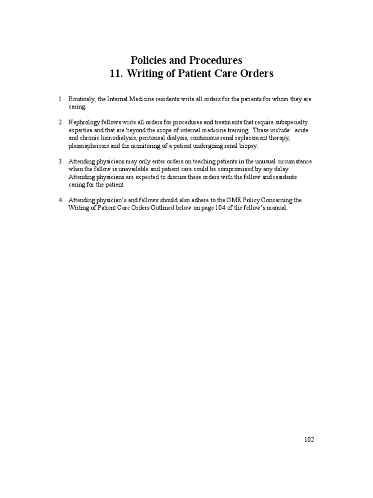 Writing Patient Care Orders | PDF | Residency (Medicine) | Physician