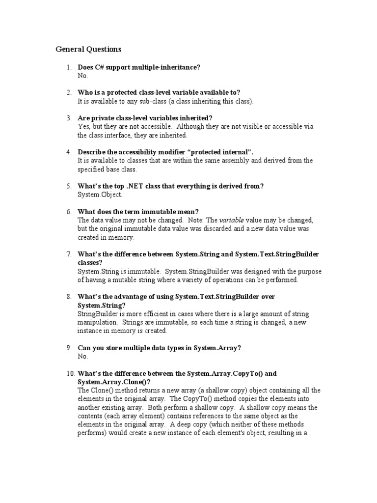 General Questions Classes Pdf Class Computer Programming Method Computer Programming