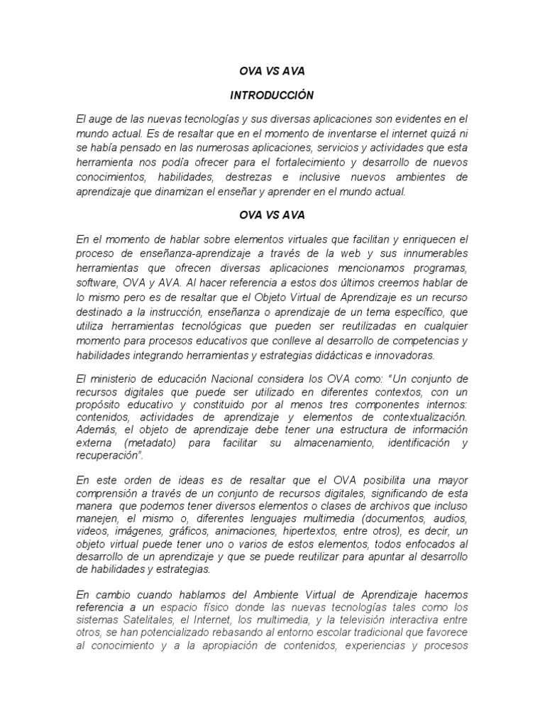Ova VS Ava | PDF | Multimedia | Aprendizaje