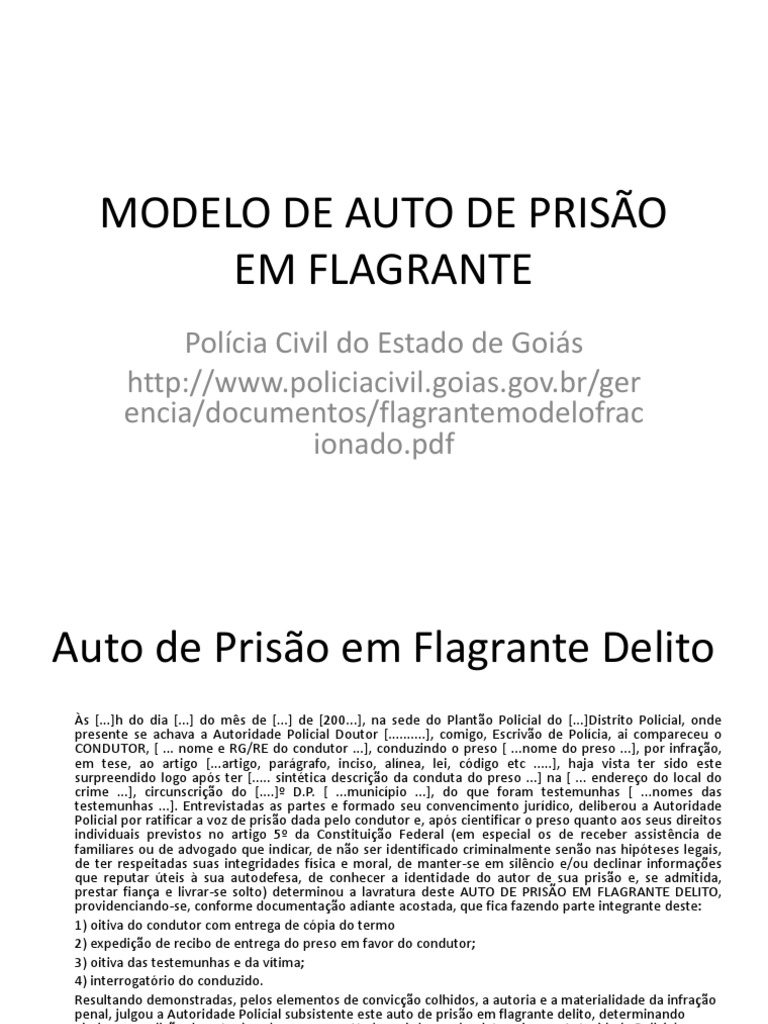 Modelo de Auto de Prisão em Flagrante | PDF