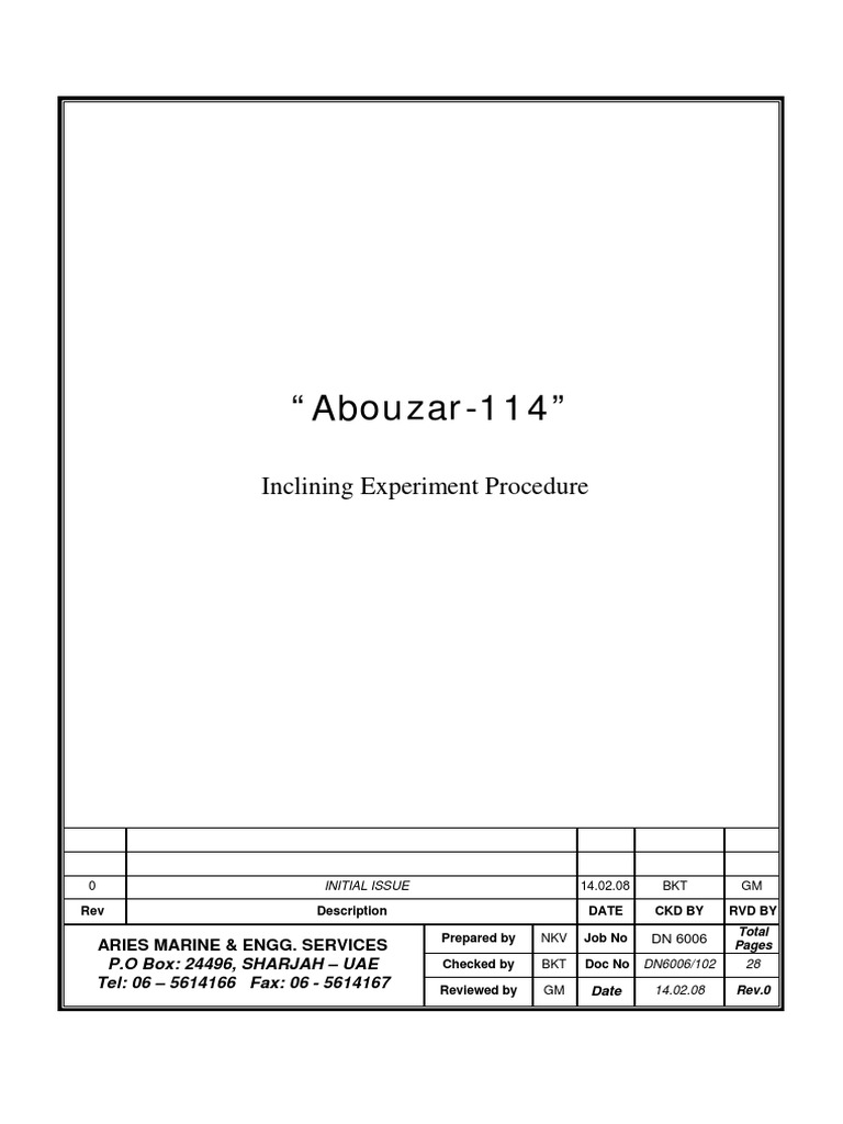 Inclining Test Procedure-Example | PDF | Watercraft | Water Transport