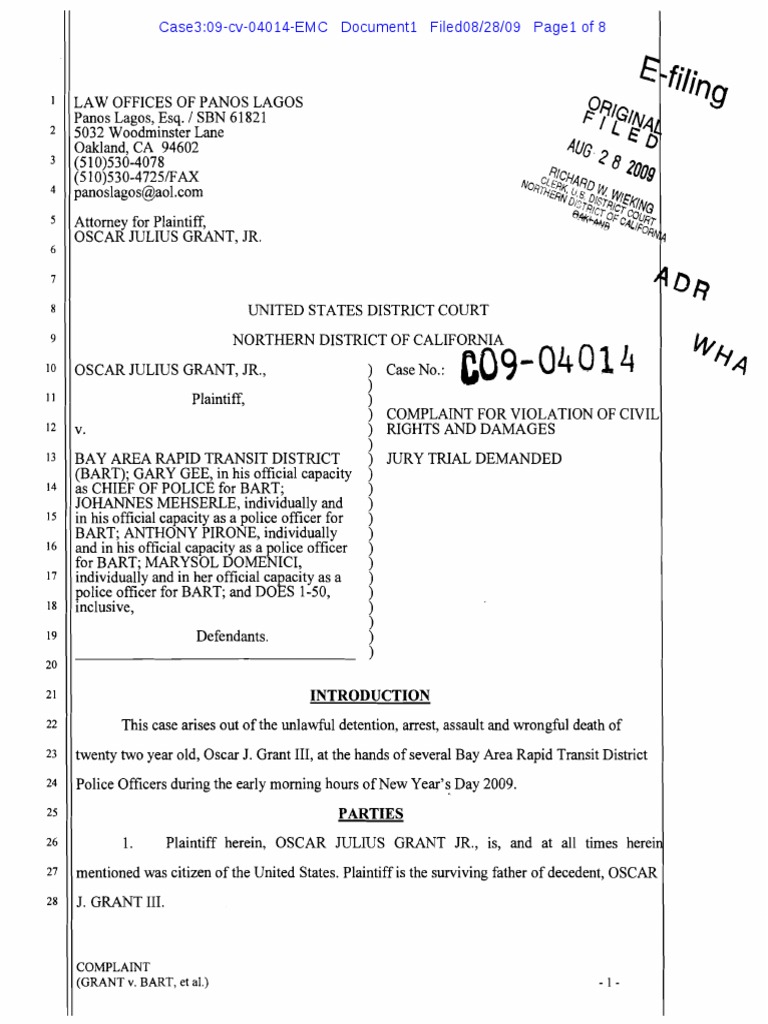 Oscar Julius Grant Jr. v. BART Et Al. | PDF | Bay Area Rapid Transit ...