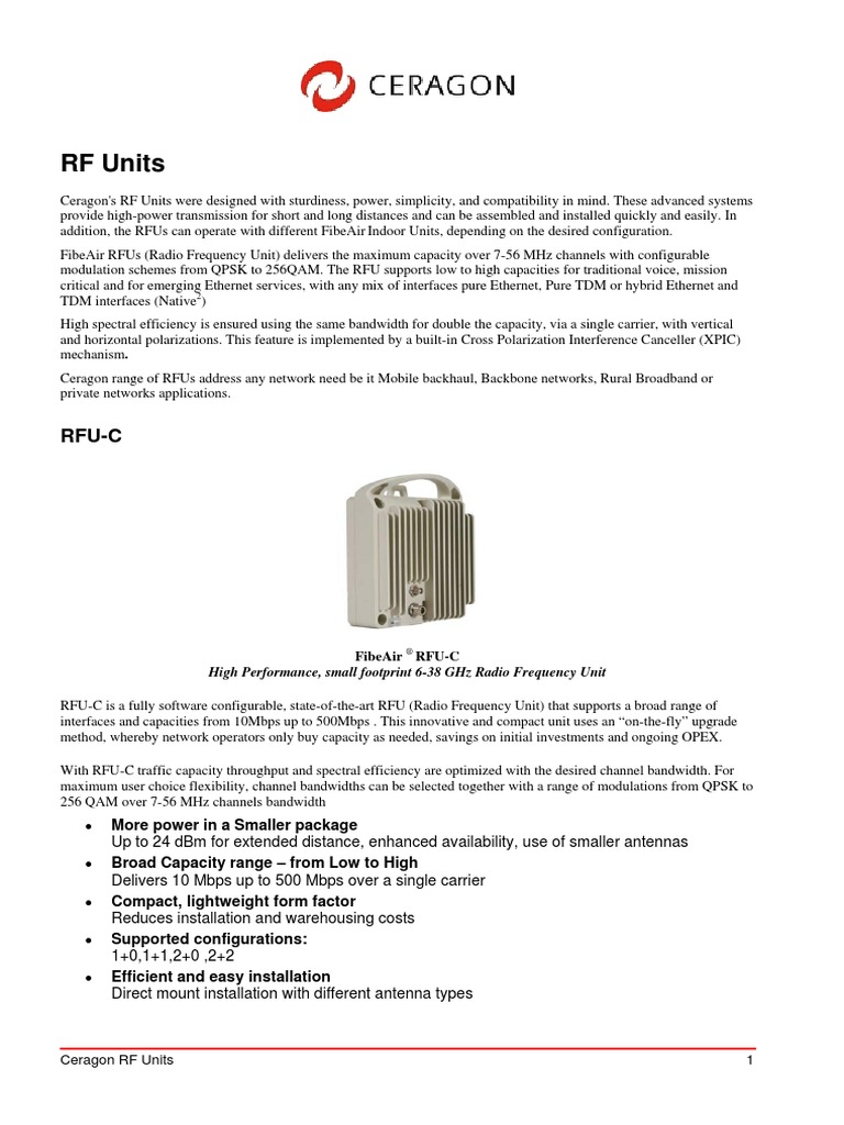 Ceragon - RF Units PDF | PDF | Antenna (Radio) | Radio