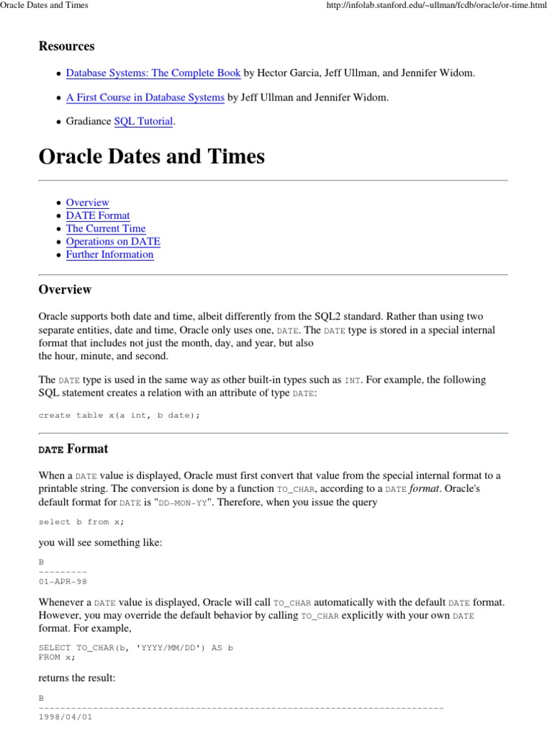 Oracle Dates and Times | PDF | Oracle Database | Sql