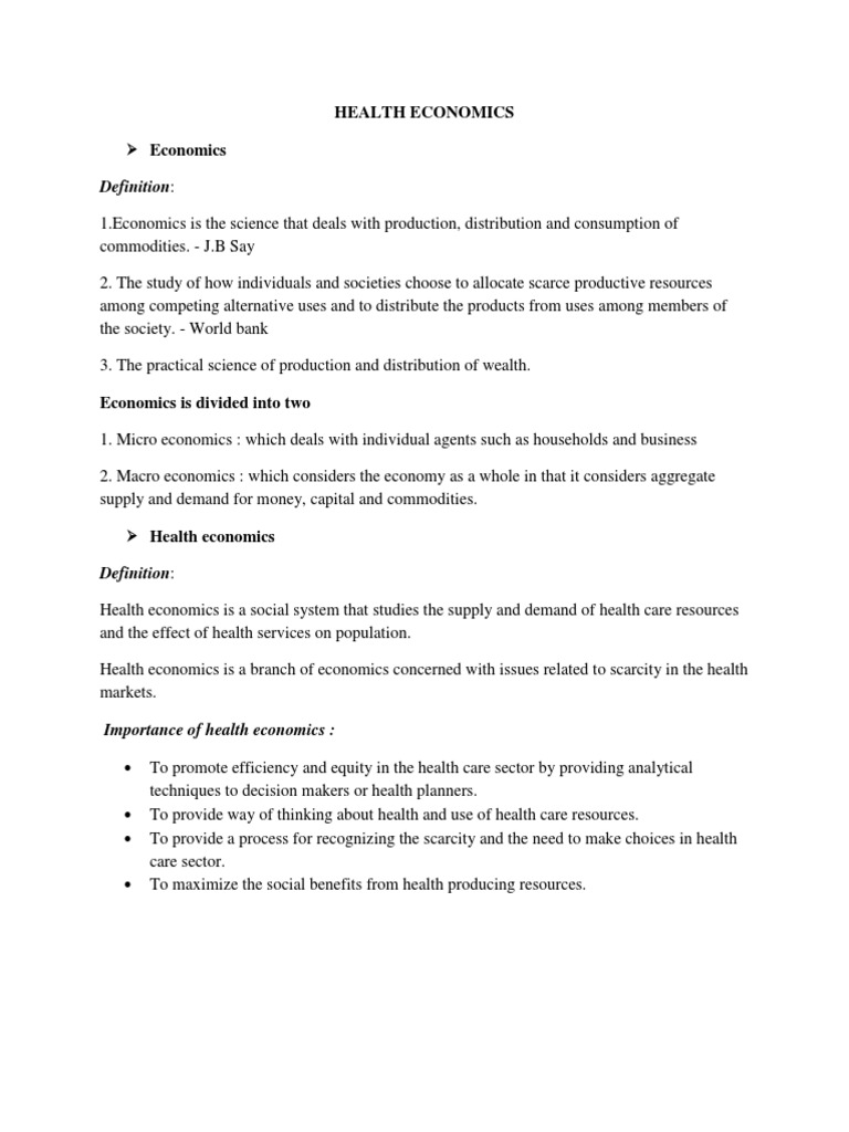 Health Economics Notes | PDF | Demand | Economics