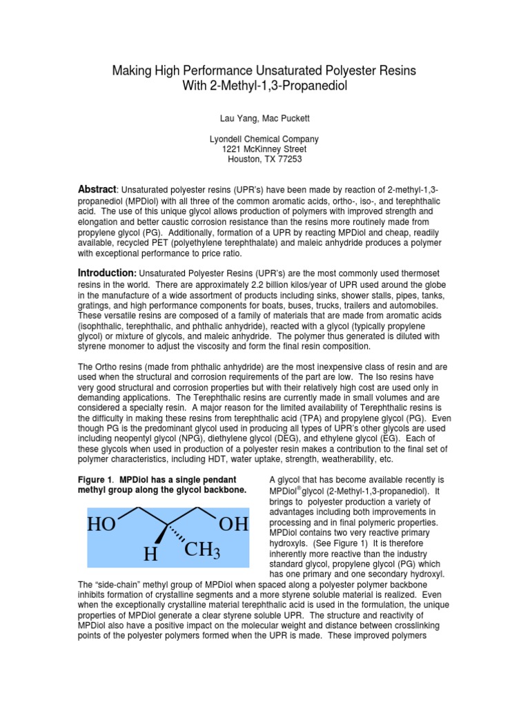 Unsaturated Polyester Resins | PDF | Polyester | Polymers