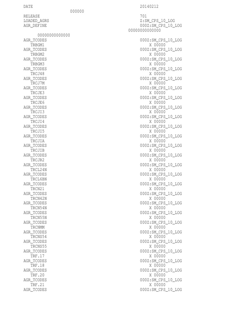 SAP Tcodes Log Overview | PDF