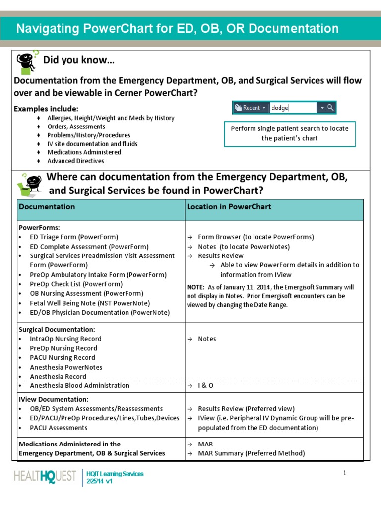 Navigating Powerchart For Ed Ob or | Download Free PDF | Emergency ...