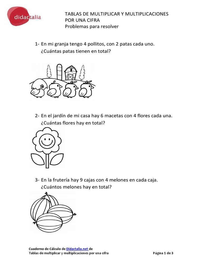 Problemas de Multiplicación Sencillos | PDF | Cocina, comidas y vino | Arte