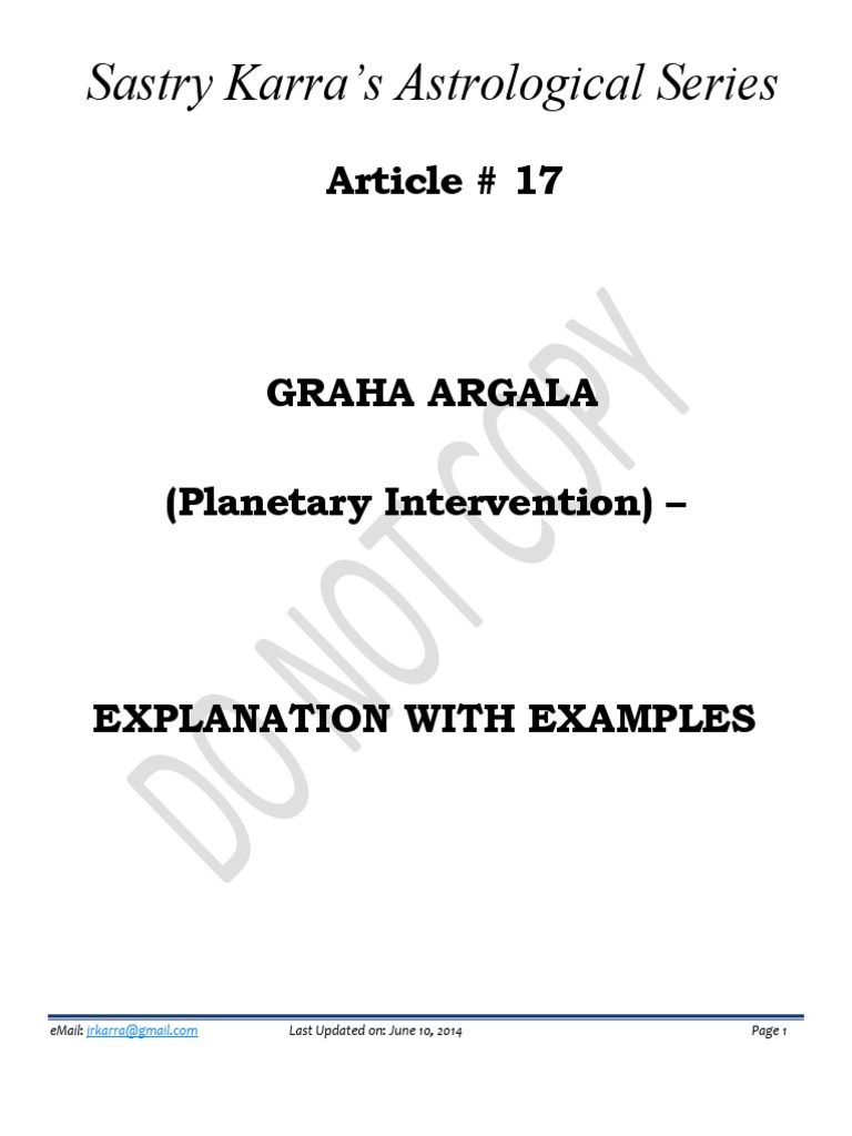 Article # 17 Graha Aragala - Explanation With Examples | PDF | Planets ...