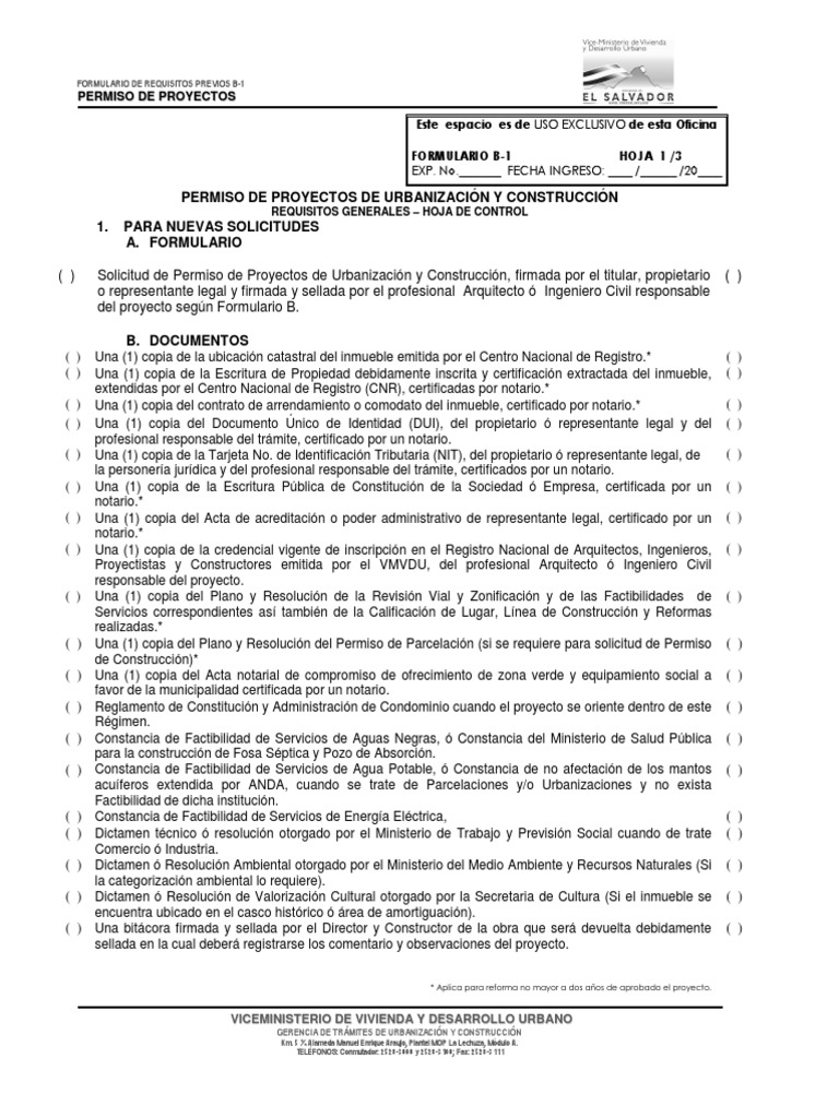 B-1 Permiso de Proyectos de Urbanización y Construcción | PDF | Arquitecto | Ingeniería