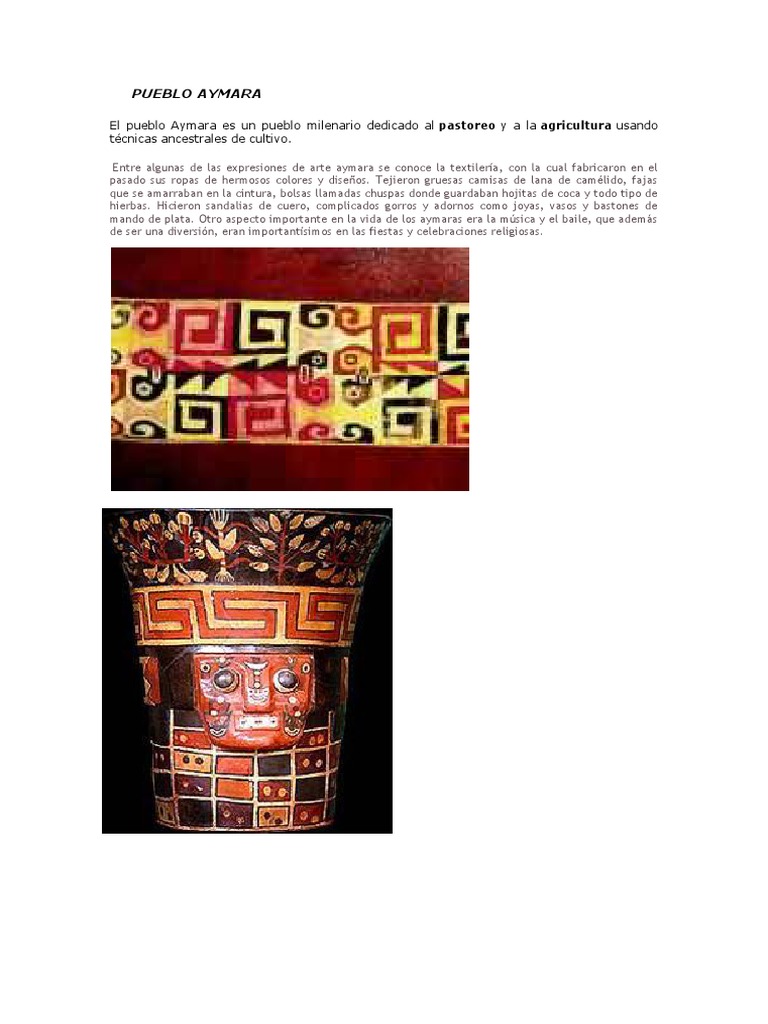 Arte y cultura del pueblo aymara | PDF | Artes (general) | Cultura ...