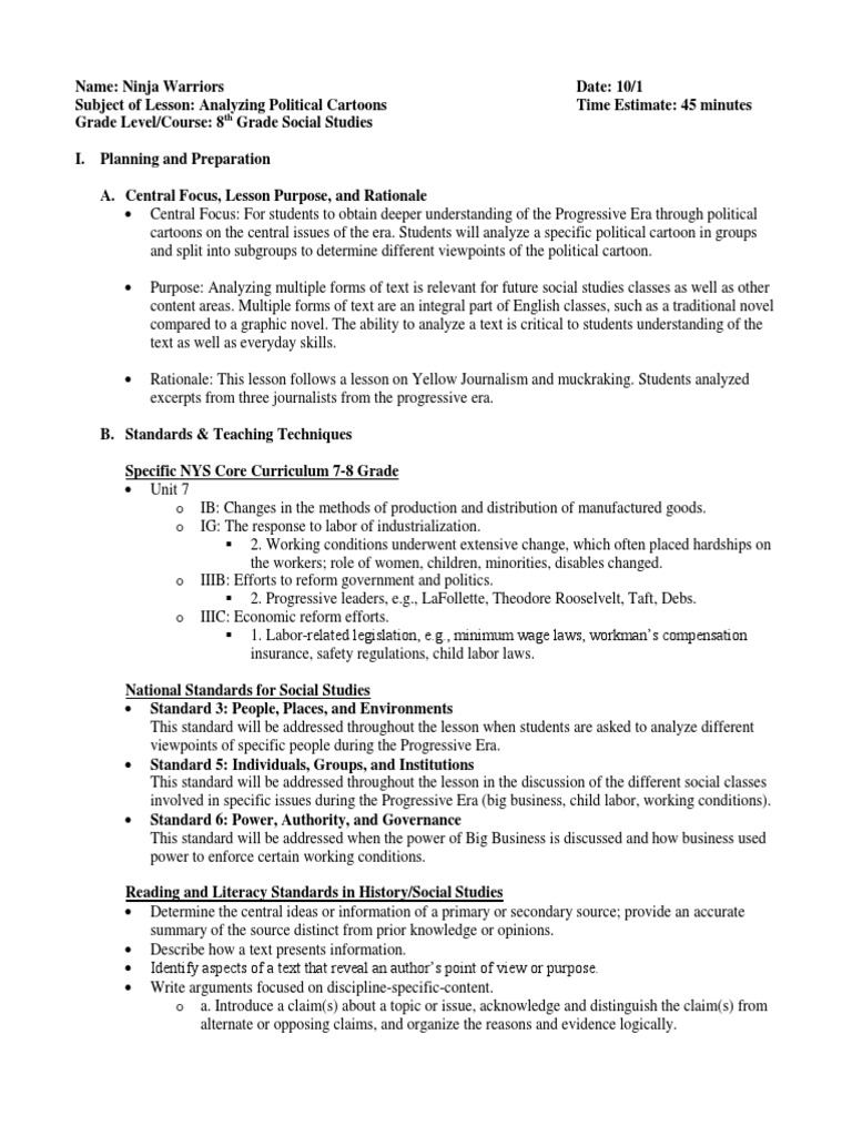 Analyzing Progressive Era Cartoons | PDF | Progressive Era | Homework
