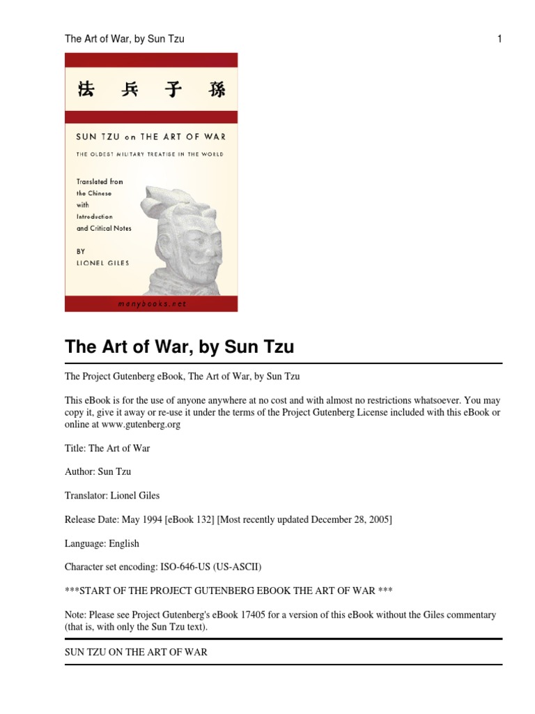 The Art of War, by Sun Tzu 1 | PDF | The Art Of War | Sun Tzu