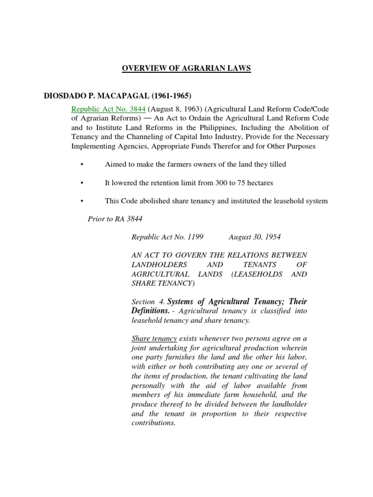 Agrarian Reform Laws History and Evolution | Leasehold Estate | Law And ...