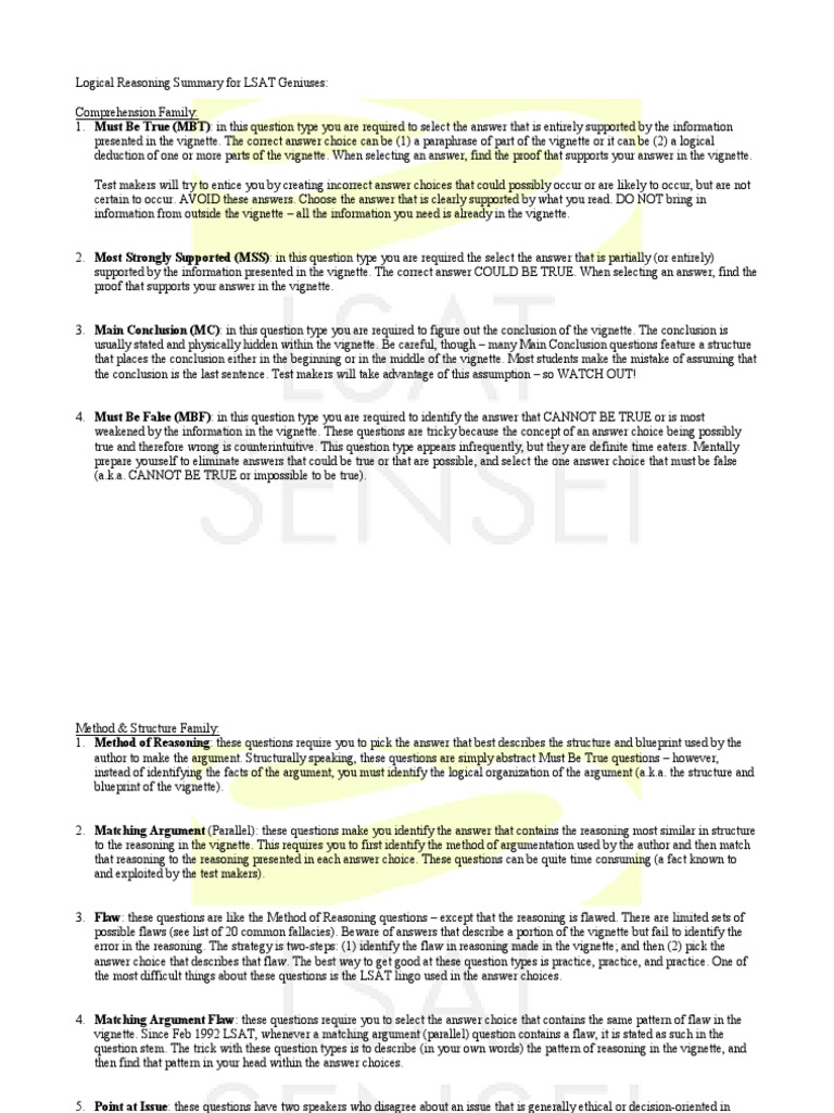 LSAT Logical Reasoning Guide | PDF | Argument | Reason